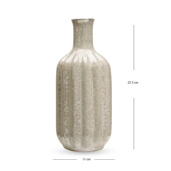 Shop Ivory Pearl Finish Ribbed Ceramic Vase - Small - at Best Price ...
