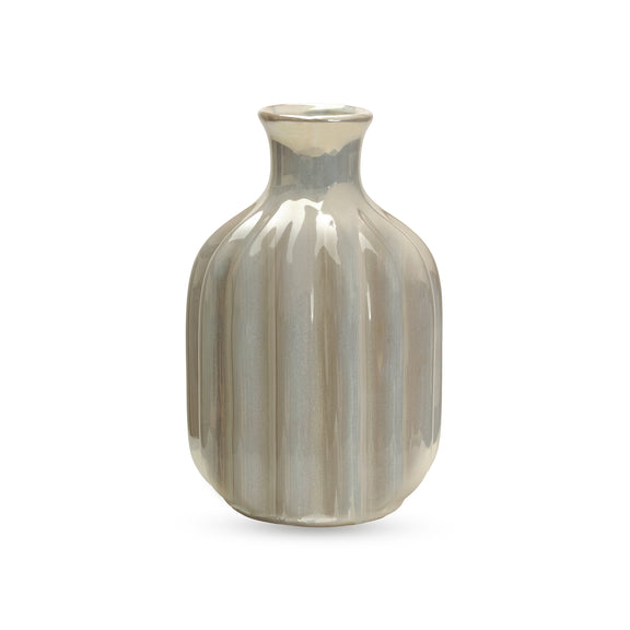 Shop Ivory Pearl Finish Ribbed Ceramic Vase - at Best Price Online in India