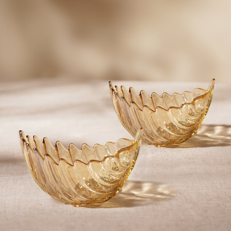 Shop Set of 2 Amber Glass Fruit Bowl - at Best Price Online in India