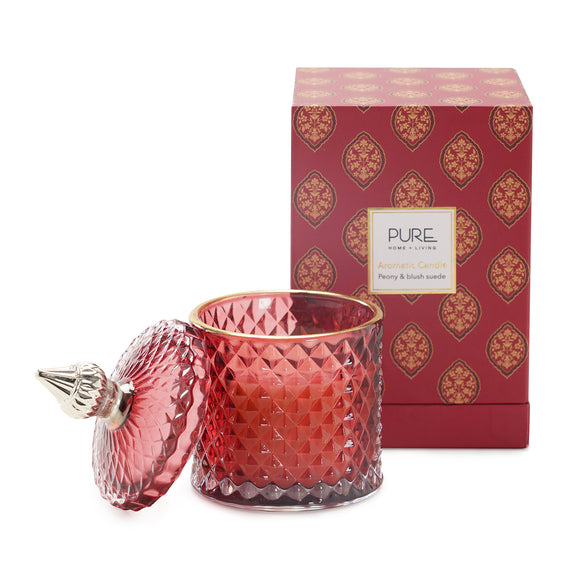 Shop Wax filled Red and Gold Diamond Glass Jar - Tall - at Best Price ...