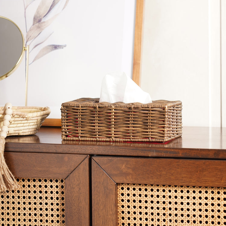 Shop Light Brown Wicker Tissue Box Cover - at Best Price Online in India