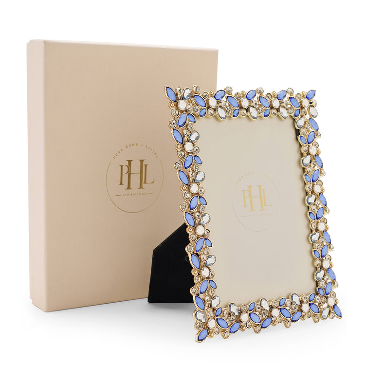 Shop Blue and Gold Stone Embellished Metal Photo Frame - Large - at ...