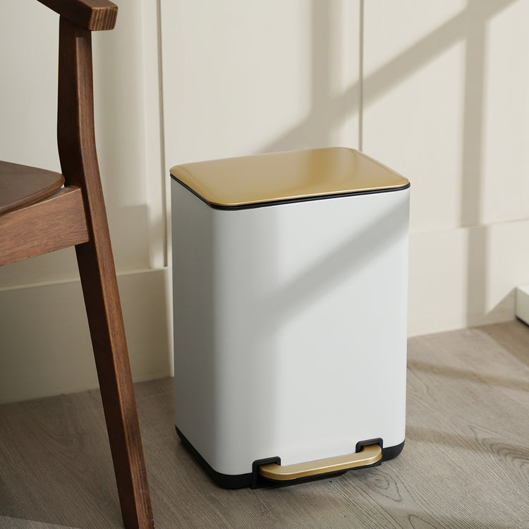 Shop White Iron Pedal Rectangular Dustbin With Lid - Large - at Best ...