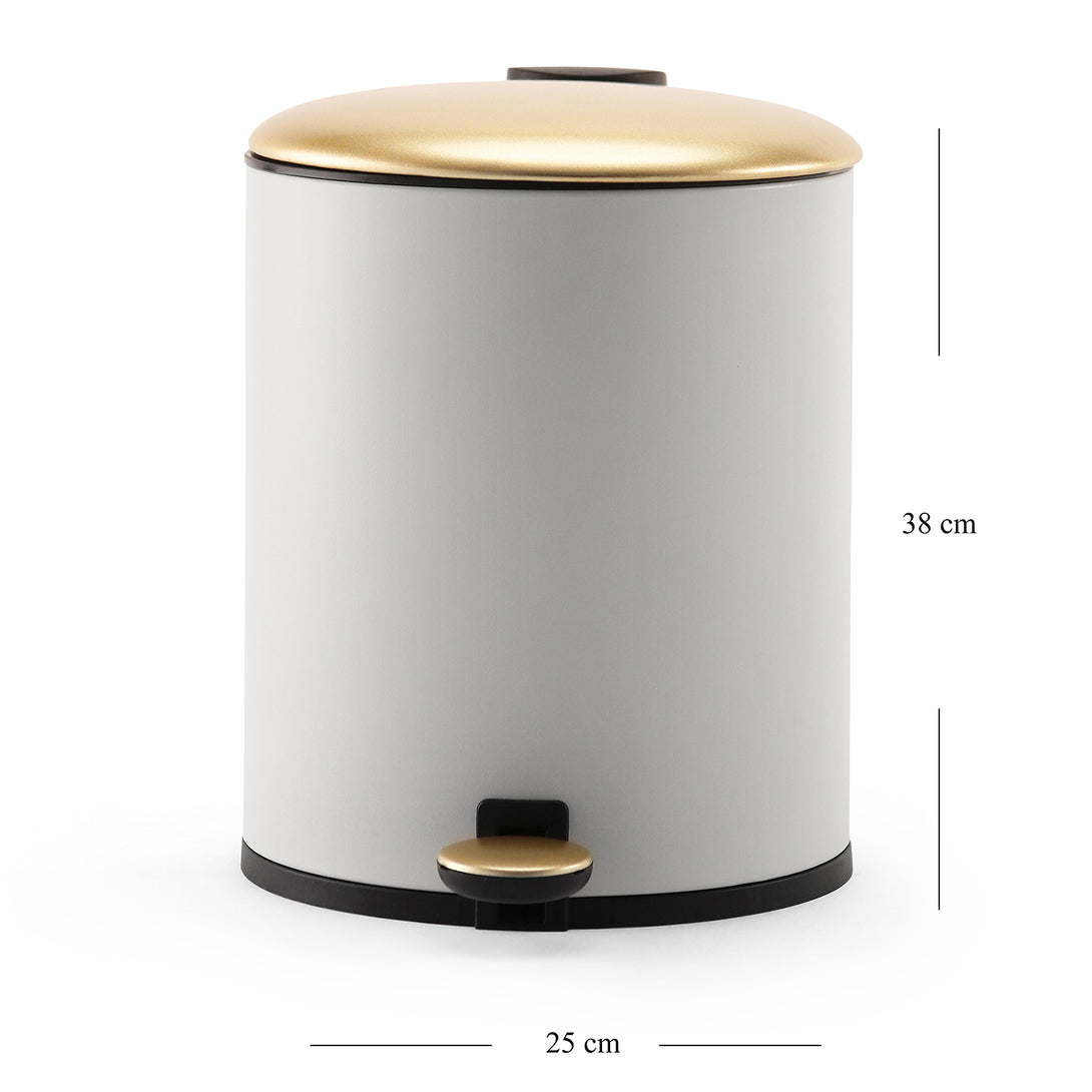 Shop White Iron Pedal Circular Dustbin with Lid - Large - at Best Price ...
