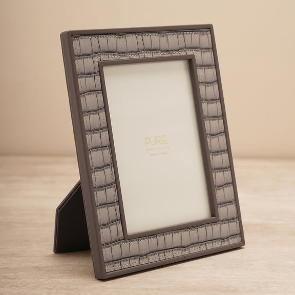 Brown Croc Pattern Faux Leather Photo Frame - Large