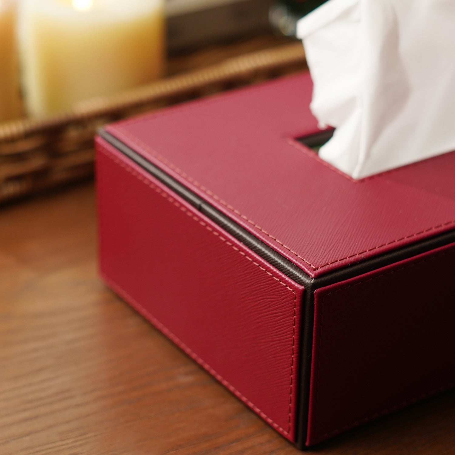 Shop Red Faux Leather Tissue Box With Cover at Best Price Online in India