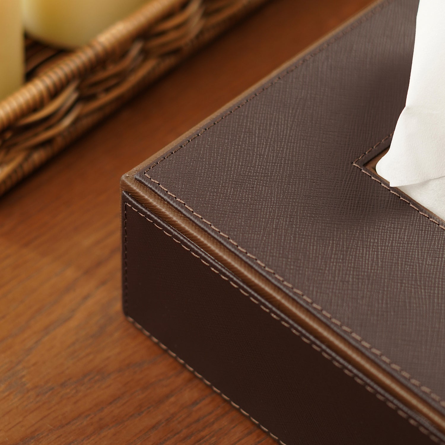 Shop Dark Brown Faux Leather Tissue Box - at Best Price Online in India