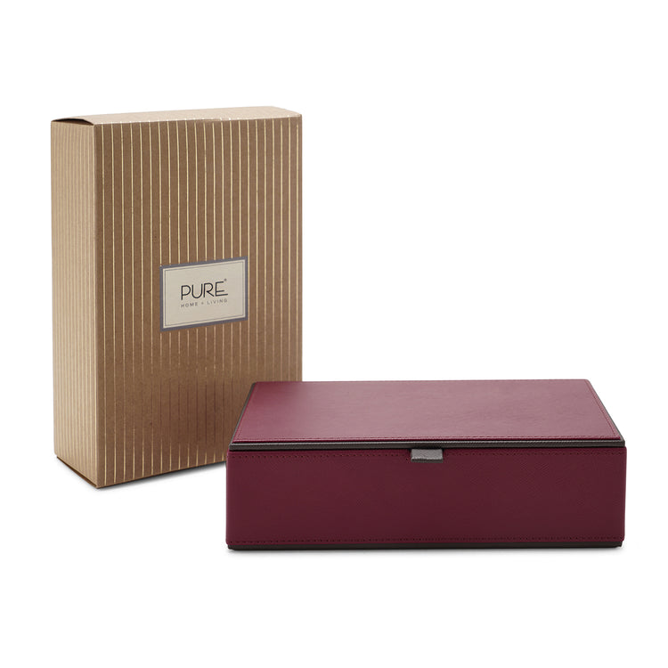 Shop Red Faux Leather Box with Lid - Large - at Best Price Online in India