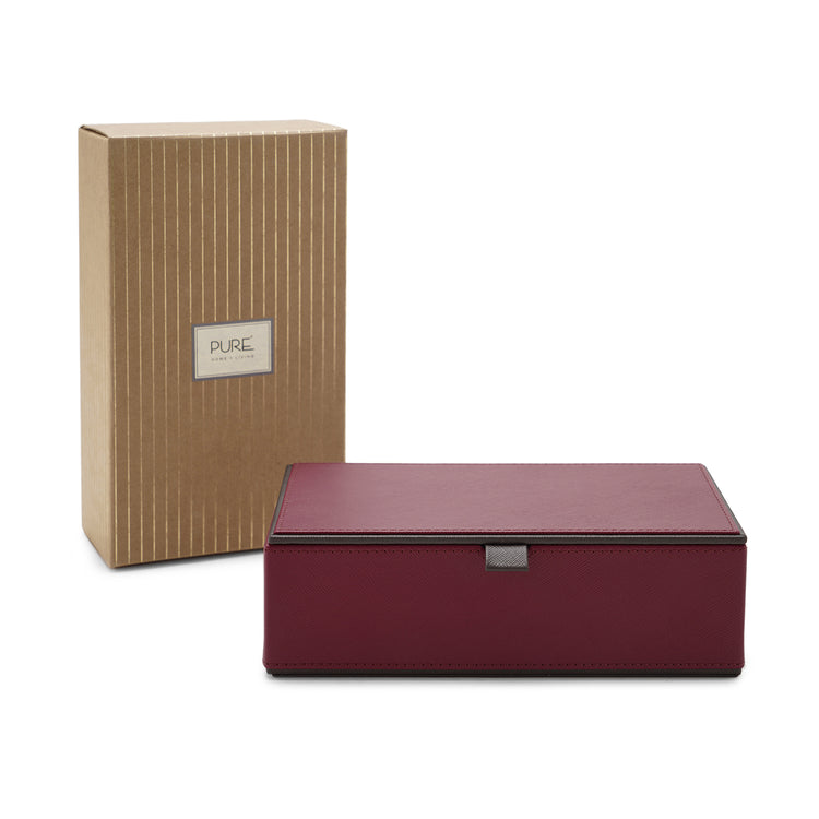 Shop Red Faux Leather Box with Lid - Small - at Best Price Online in India