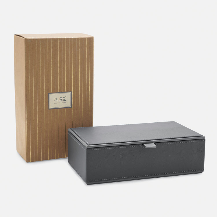 Shop Grey Faux Leather Box with Lid - Small - at Best Price Online in India