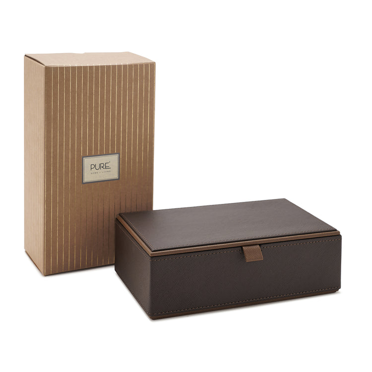 Shop Dark Brown Faux Leather Box with Lid - Small - at Best Price ...