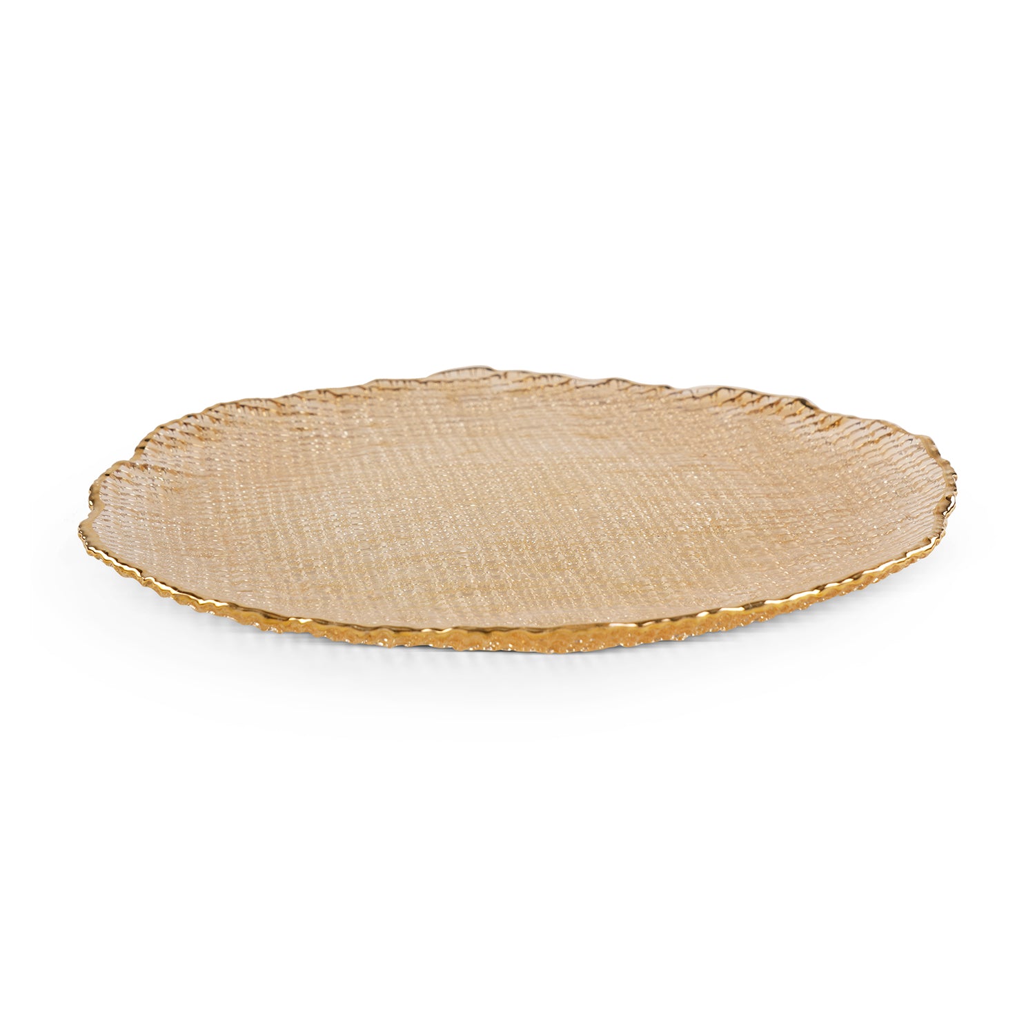 Shop Set Of 2 Gold Fizz Textured Glass Dinner Plates - Medium - at Best ...