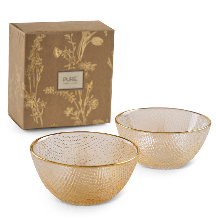 Shop Set Of 2 Gold Fizz Textured Small Glass Bowls - at Best Price ...
