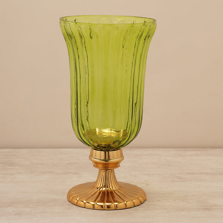 Shop Green Ribbed Glass Hurricane - Large - at Best Price Online in India