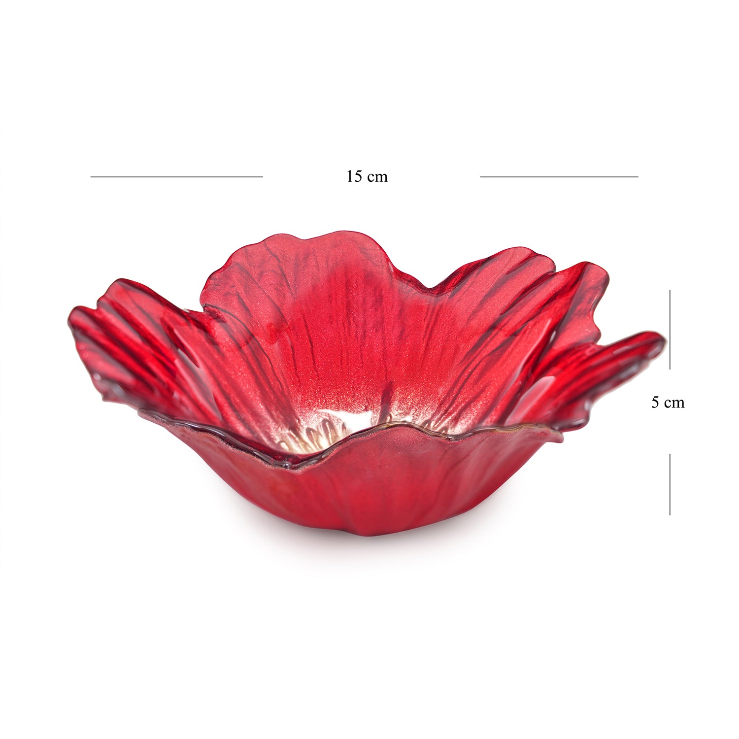 Shop Set of 2 Red Floral Shaped Glass Small Bowls - at Best Price ...