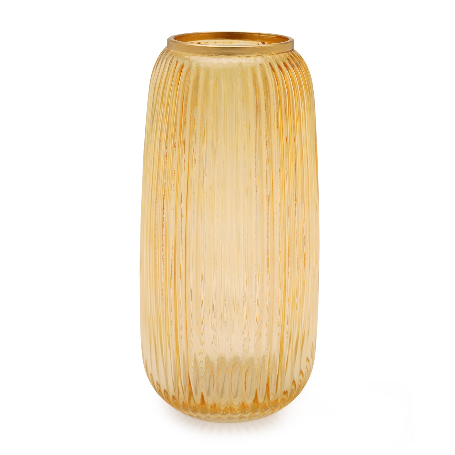 Shop Light Brown Ribbed Glass Vase - Large - at Best Price Online in India