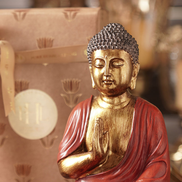 Shop Red Antique Polyresin Meditating Buddha Sculpture - Medium - at ...