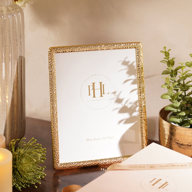 Shop Gold Plated Hammered Metal Photo Frame - Large - at Best Price ...