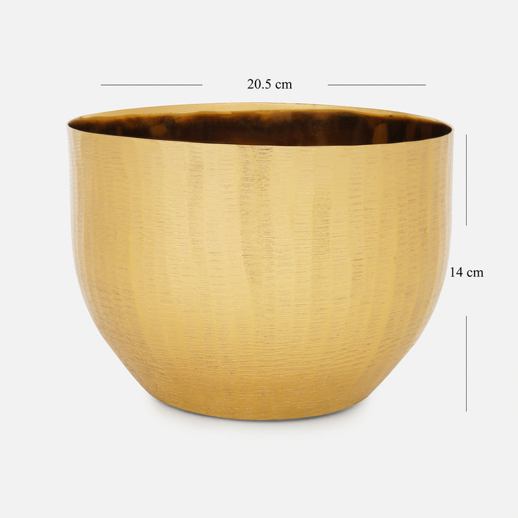 Shop Gold Metal Textured Round Bowl - Large - at Best Price Online in India