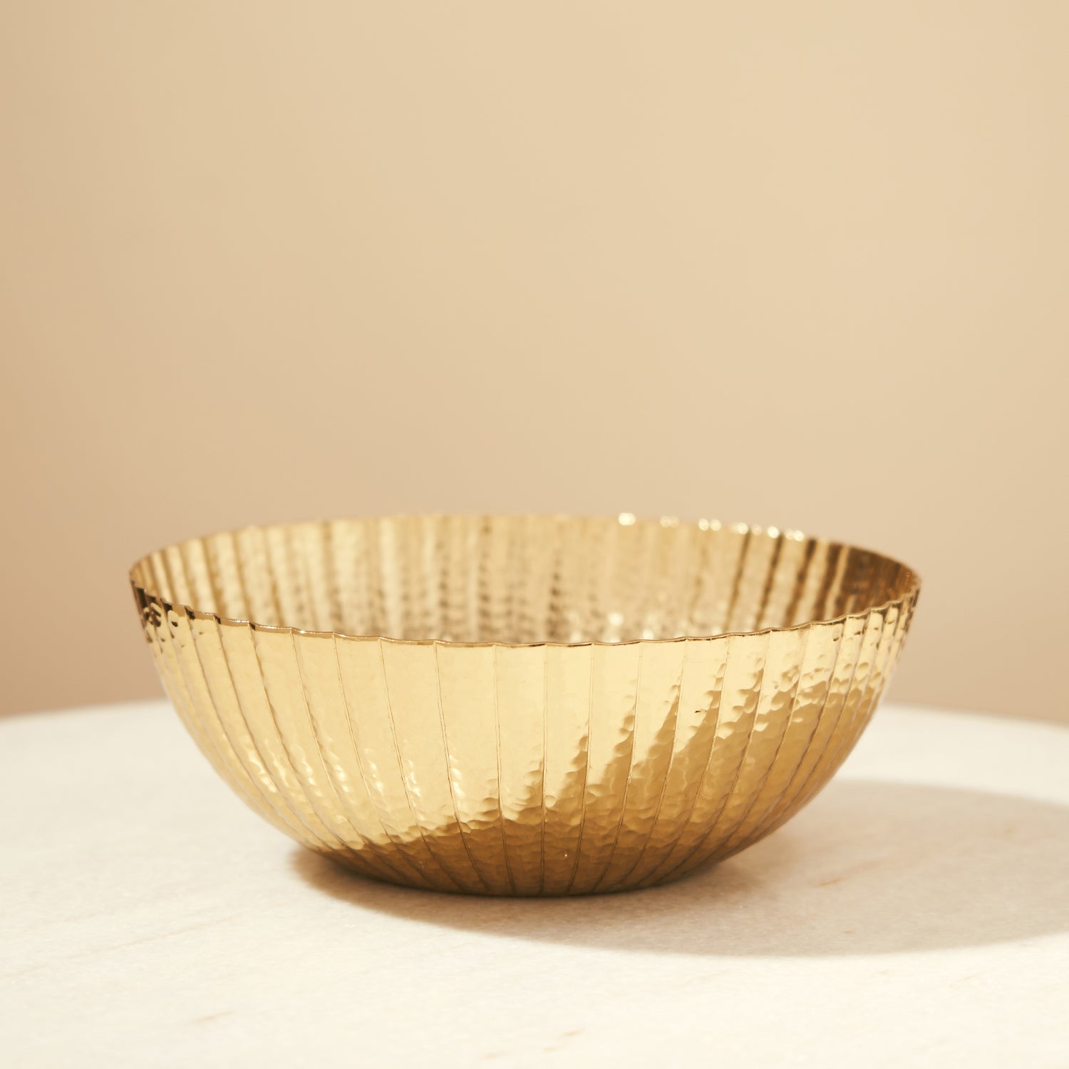Shop Gold Ribbed Hammered Decorative Metal Bowl - Small - at Best Price ...