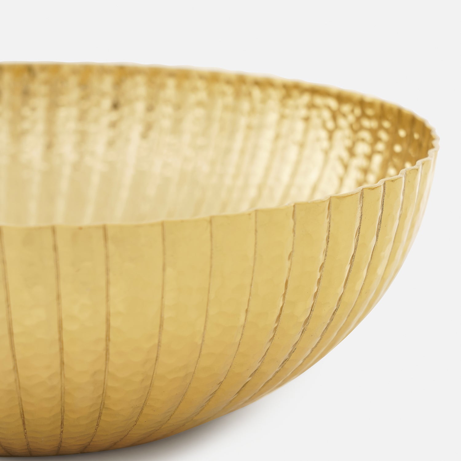 Shop Gold Ribbed Hammered Decorative Metal Bowl - Large - at Best Price ...
