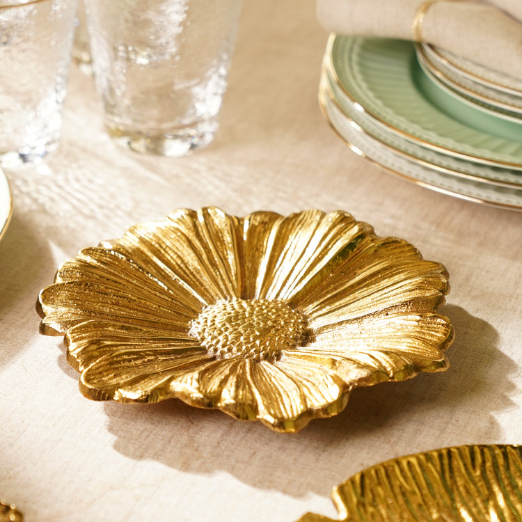 Shop Gold Metal Flower Decorative Platter - Small - at Best Price ...