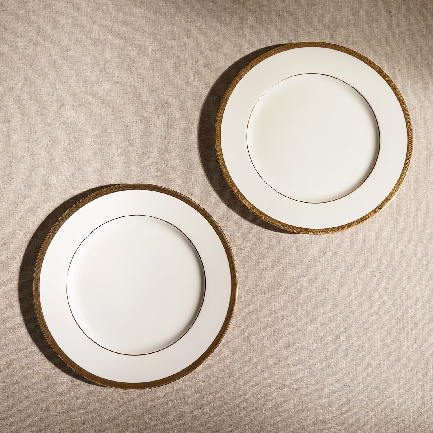 Shop Set of 2 Ivory and Gold Rim Ceramic Dinner Plates - at Best Price ...