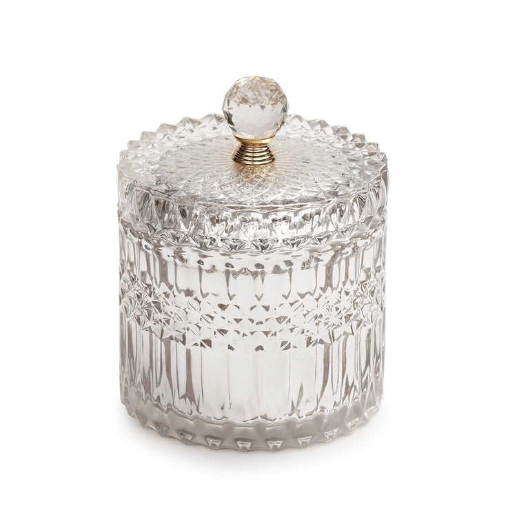 Silver Diamond Textured Glass Jar - Large