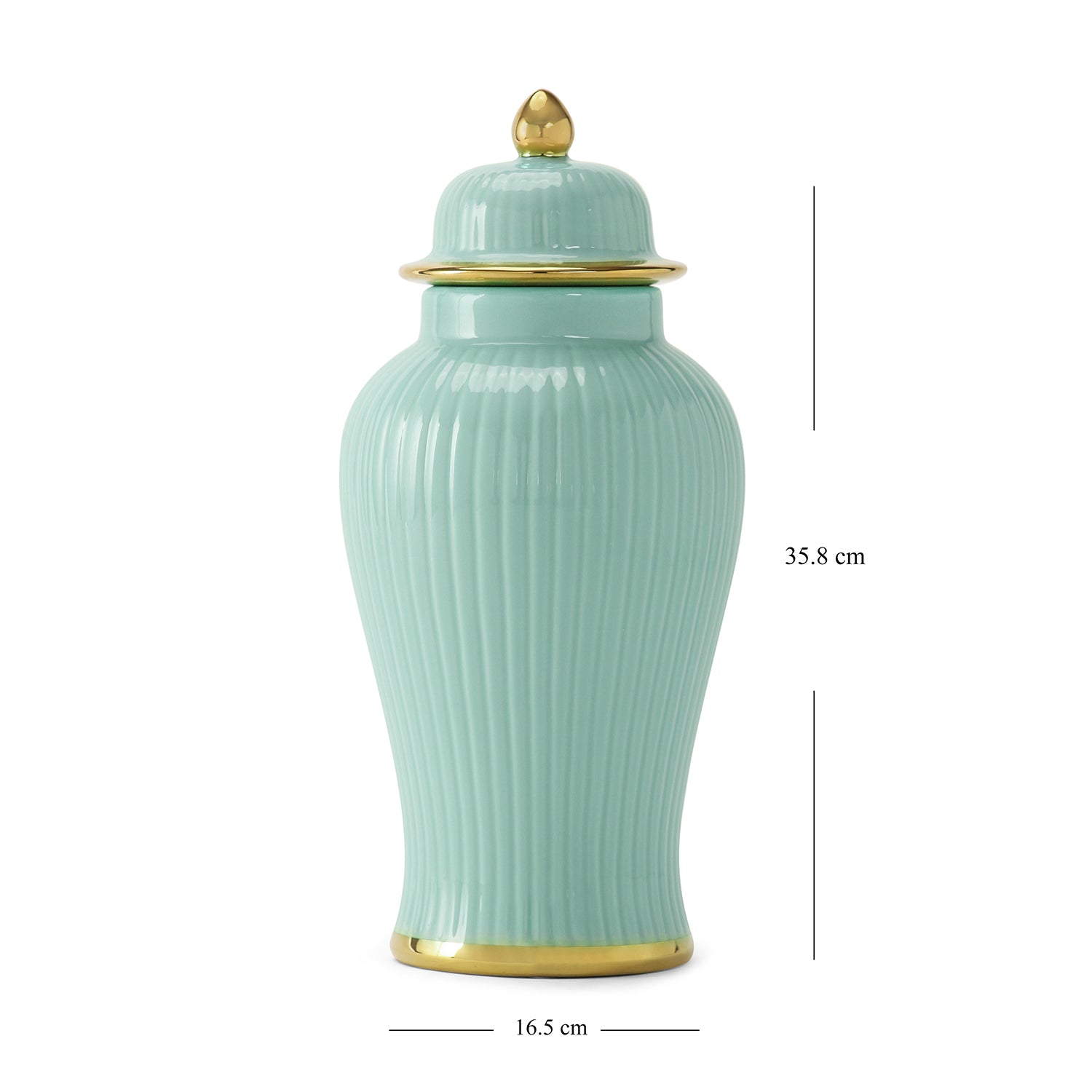 Shop Light Blue Ribbed Ceramic Urn with Lid - Small - at Best Price ...