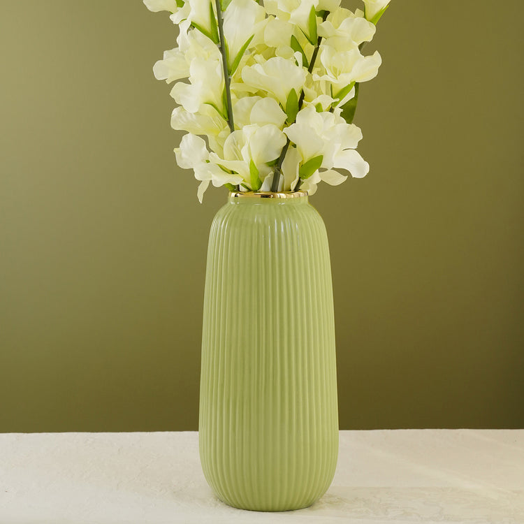 Shop Light Green Ribbed Ceramic Vase - Large - at Best Price Online in ...
