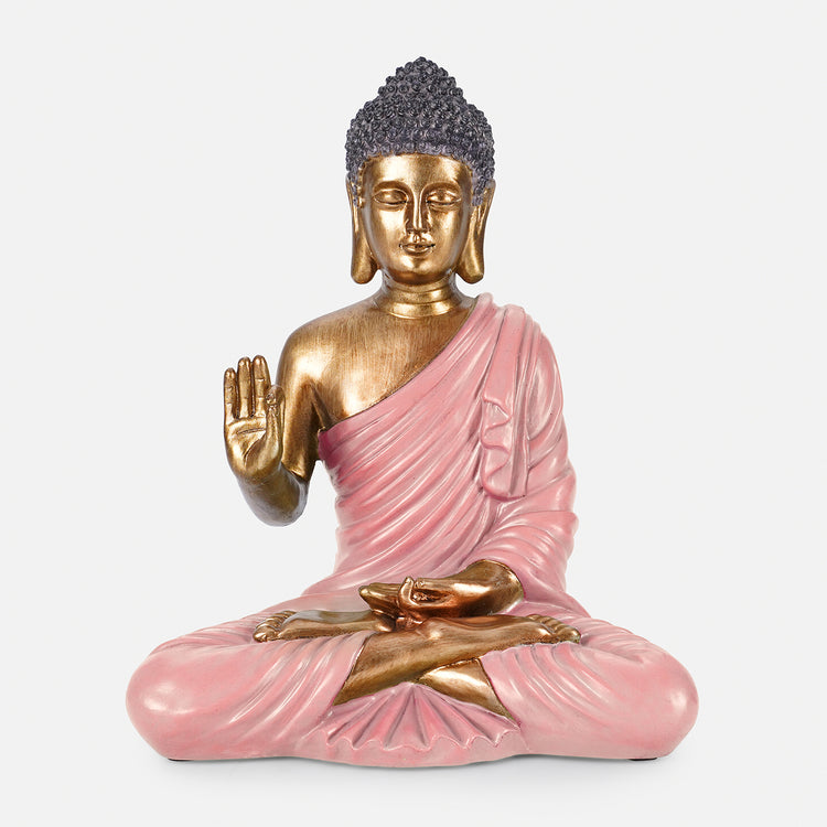 Shop Pink Antique Finish Polyresin Sitting Buddha - Large - at Best ...