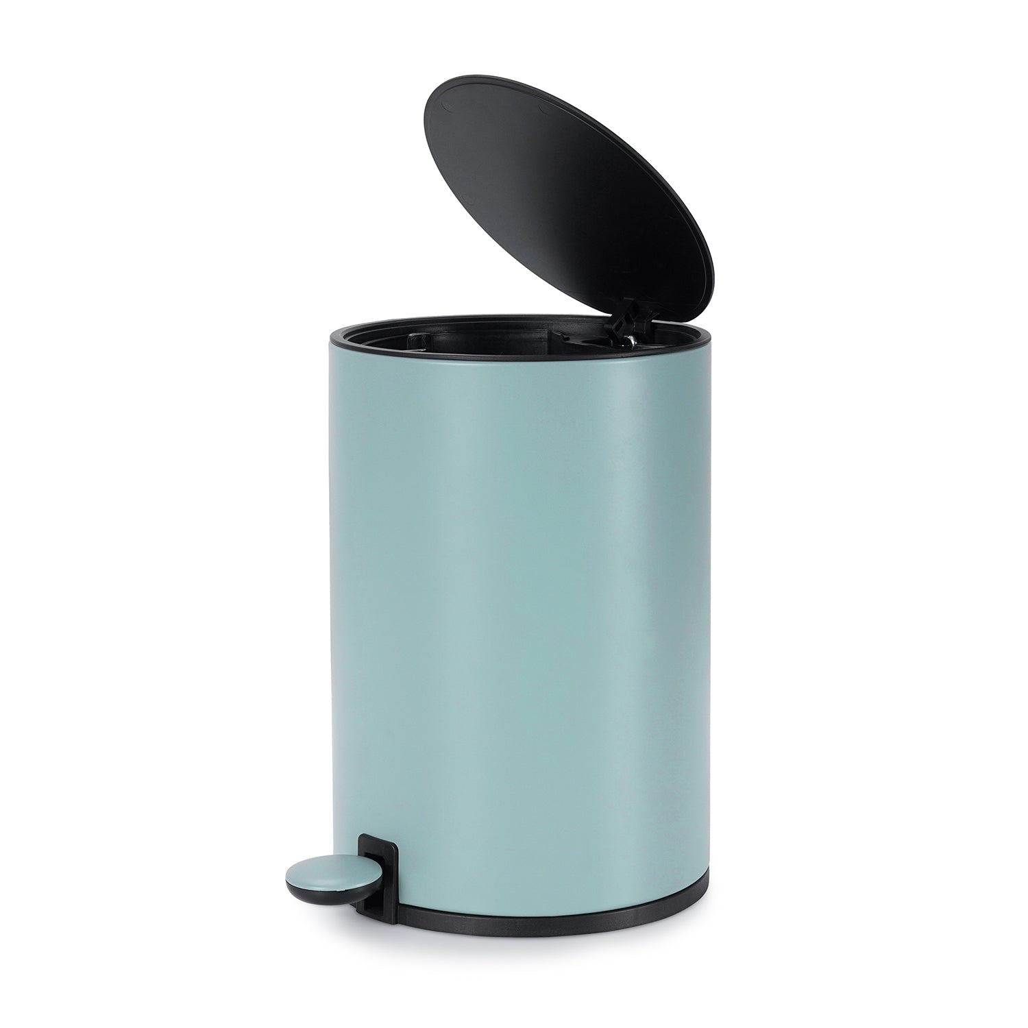 Shop Blue Iron Pedal Round Dustbin with Black Lid - Small - at Best ...