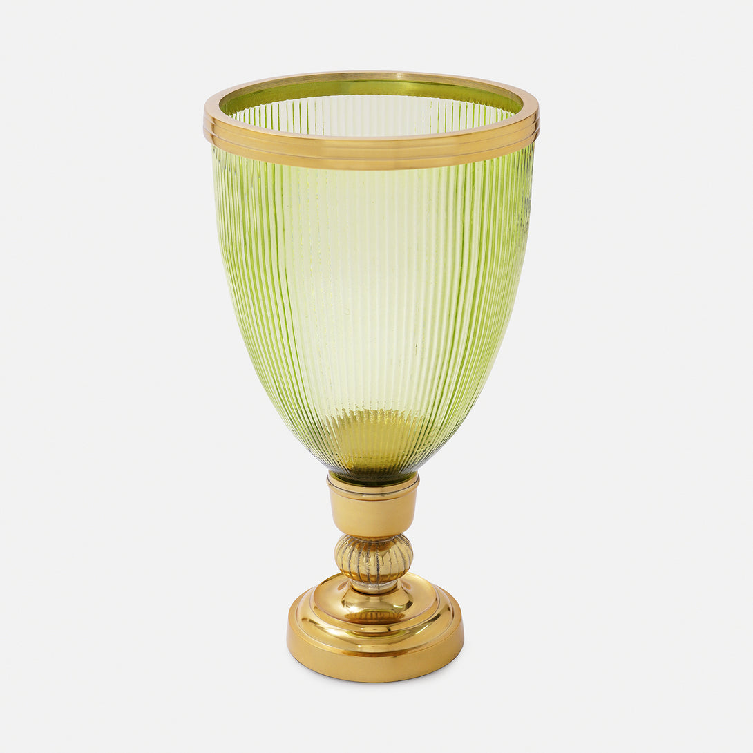 Shop Green Ribbed Tall Glass Hurricane with Stand - at Best Price ...