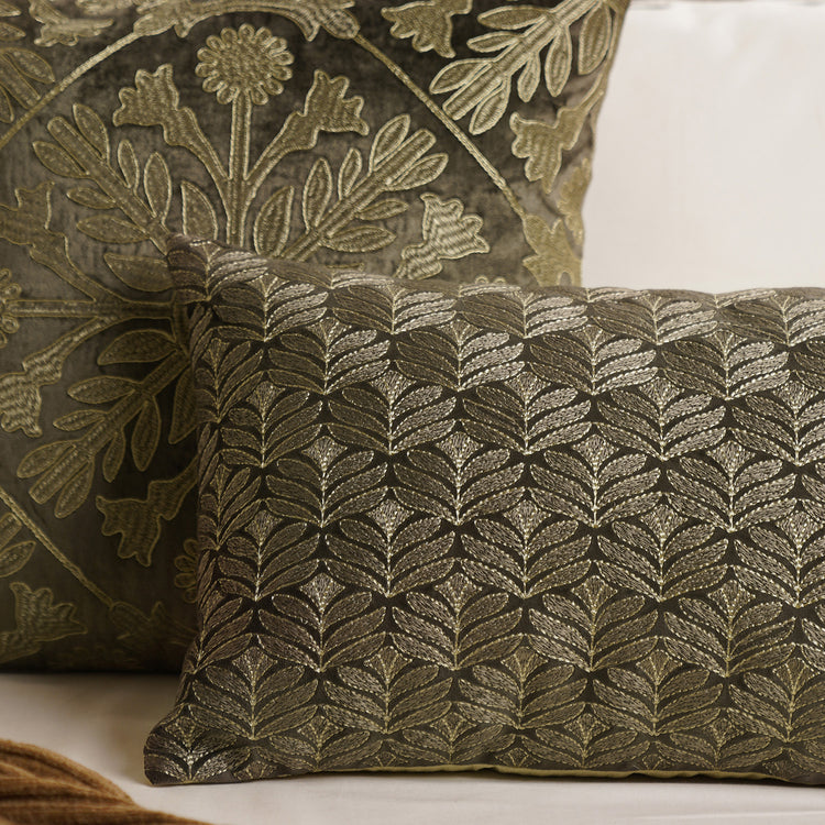 Shop Brown Embroidered Velvet Rectangular Cushion Cover - at Best Price ...