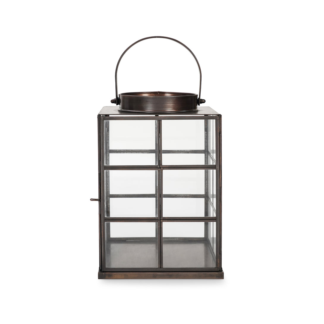 Shop Brown Antique Finish Metal Square Lantern - Small - at Best Price ...