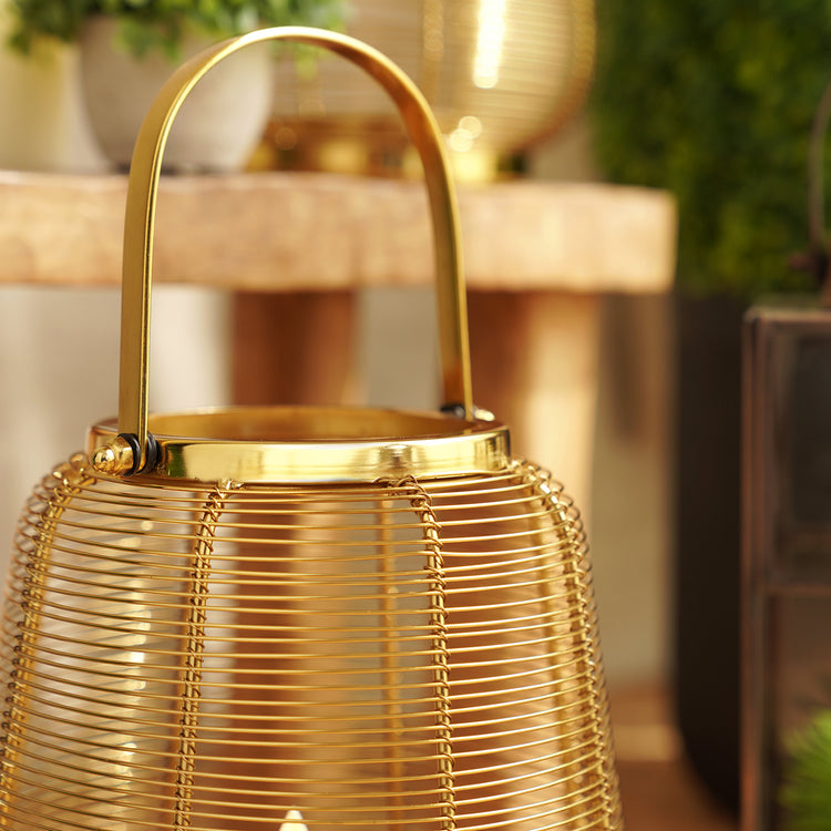 Shop Gold Metal Round Lantern with Glass - Large - at Best Price Online ...