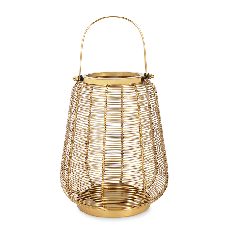 Shop Gold Metal Round Lantern with Glass - Large - at Best Price Online ...