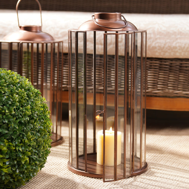 Shop Brown Antique Finish Metal Round Lantern - Large - at Best Price ...