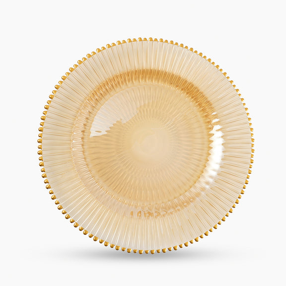 Shop Set of 2 Amber and Gold Ribbed Dinner Plates - at Best Price ...
