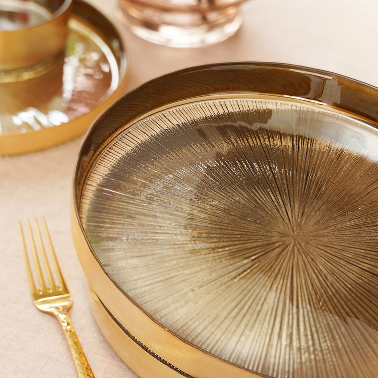 Shop Set of 2 Gold Dinner Plates with Goil Foil Rim - at Best Price ...