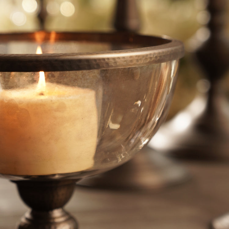 Shop Brown Antique Textured Glass Bowl with Metal Base - at Best Price ...