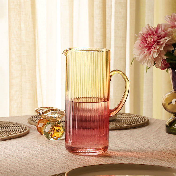 Yellow & Orange Ombre Linear Textured Pitcher