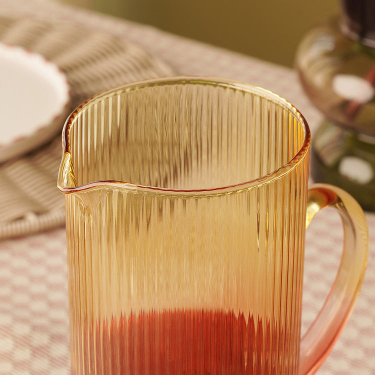 Yellow & Orange Ombre Linear Textured Pitcher
