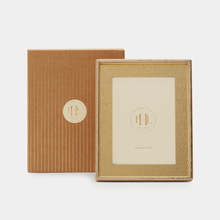 Gold Faux Leather Hammered Photo Frame