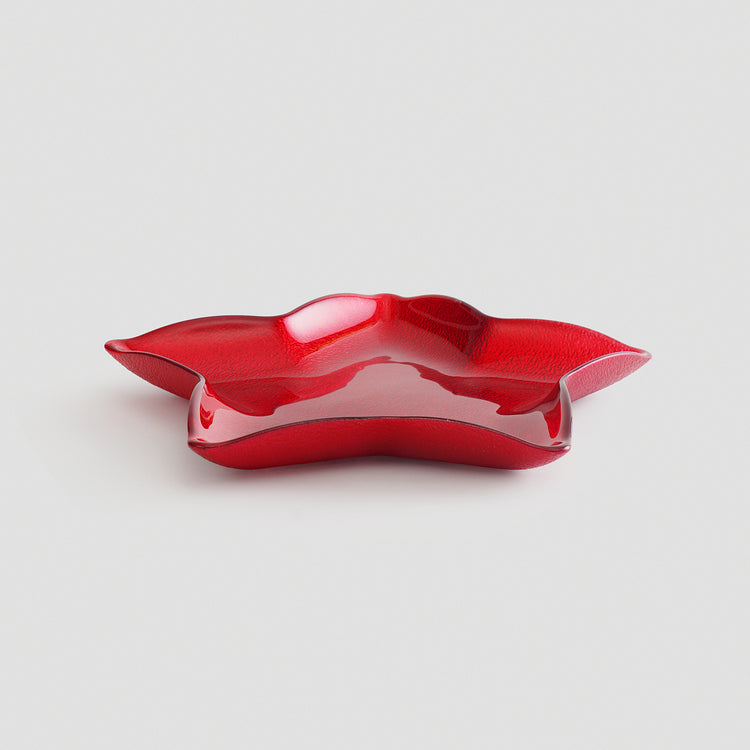 Red Shining Star Glass Decorative Platter - Large