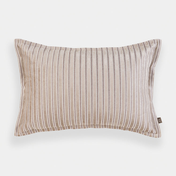 Beige Stripe Embroidered Rectangle Cushion Cover