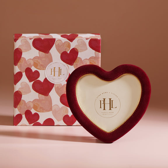 Red Heart Shaped Velvet Textured Photo Frame
