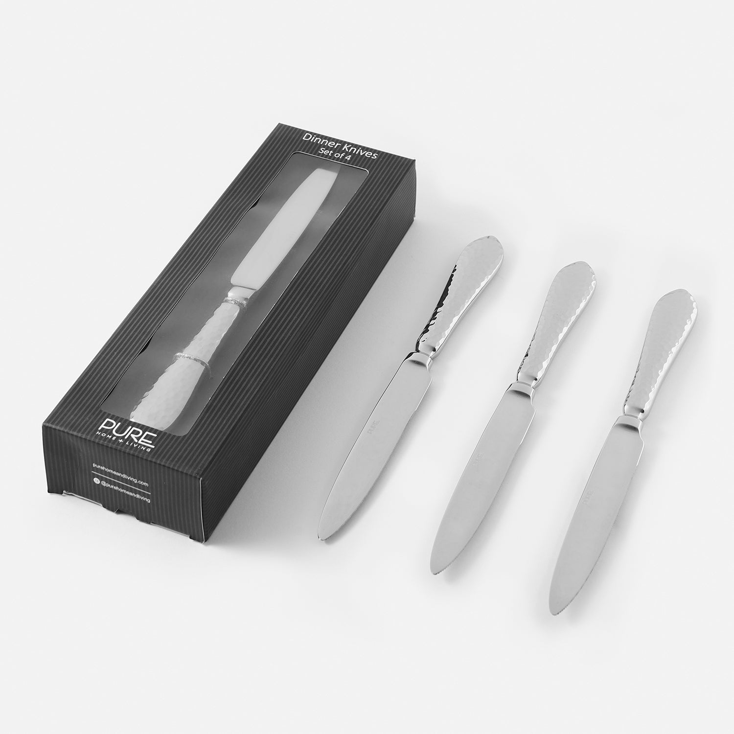Shop Set Of 4 Silver Hammered Dinner Knives - at Best Price Online in India