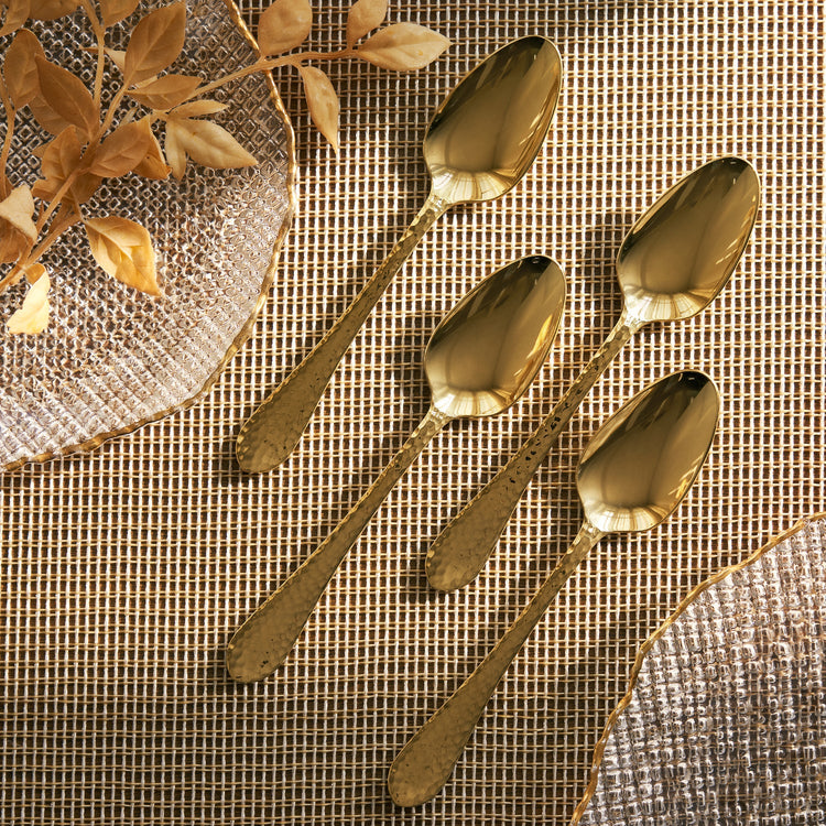 Shop Set of 4 Gold Hammered Dinner Spoons - at Best Price Online in India