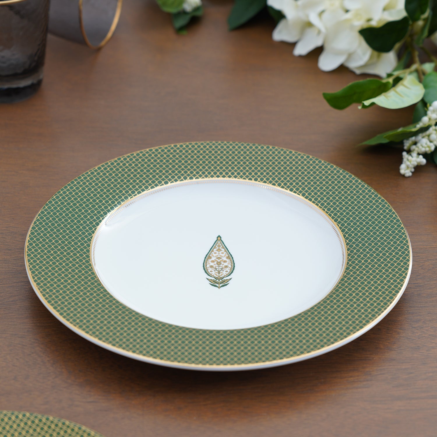 Set Of 2Emerald Green Royal Dinner Plate